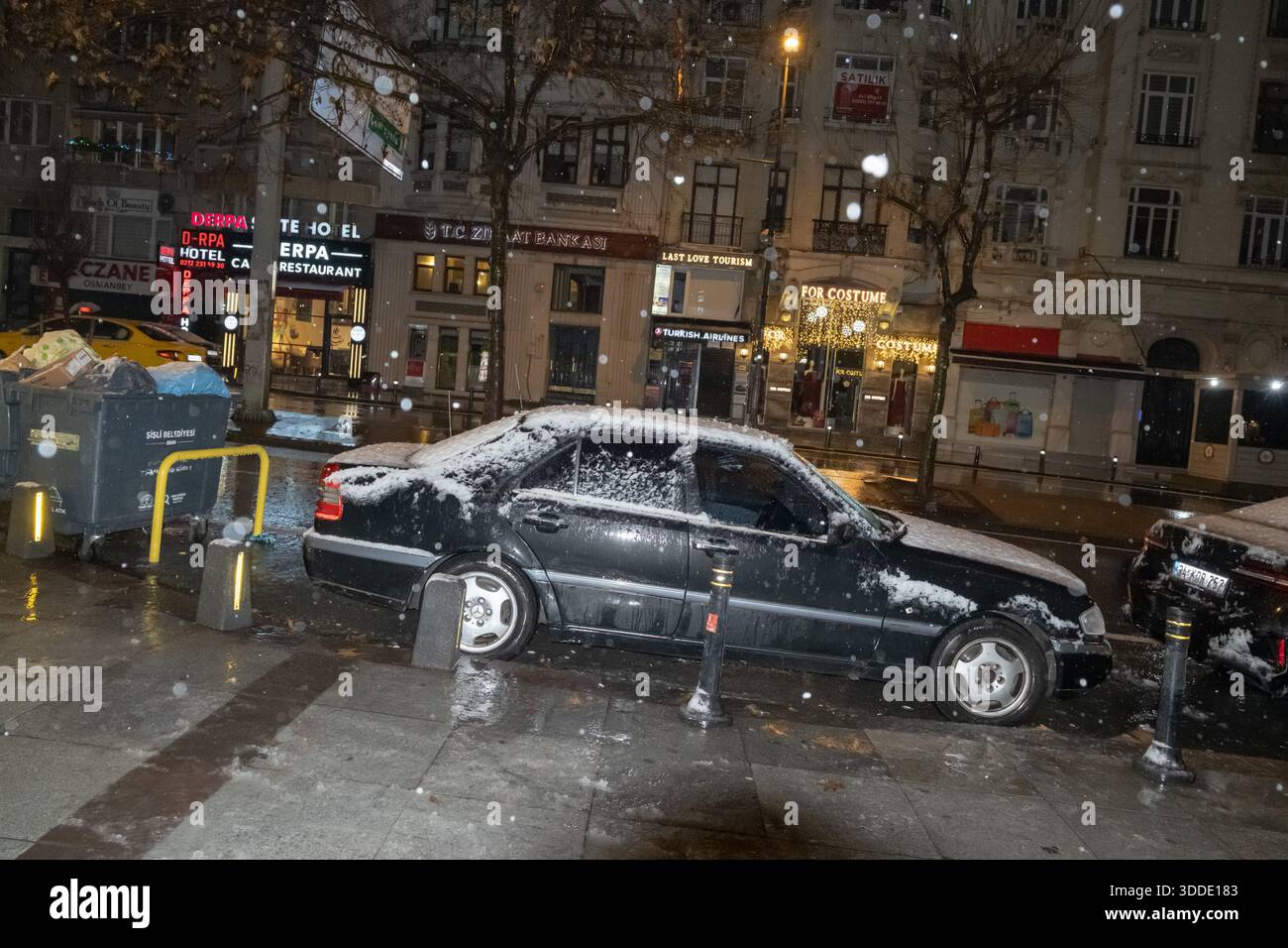 A car covered in snow. Snowfall has begun in Istanbul. (Photo by Murat ...