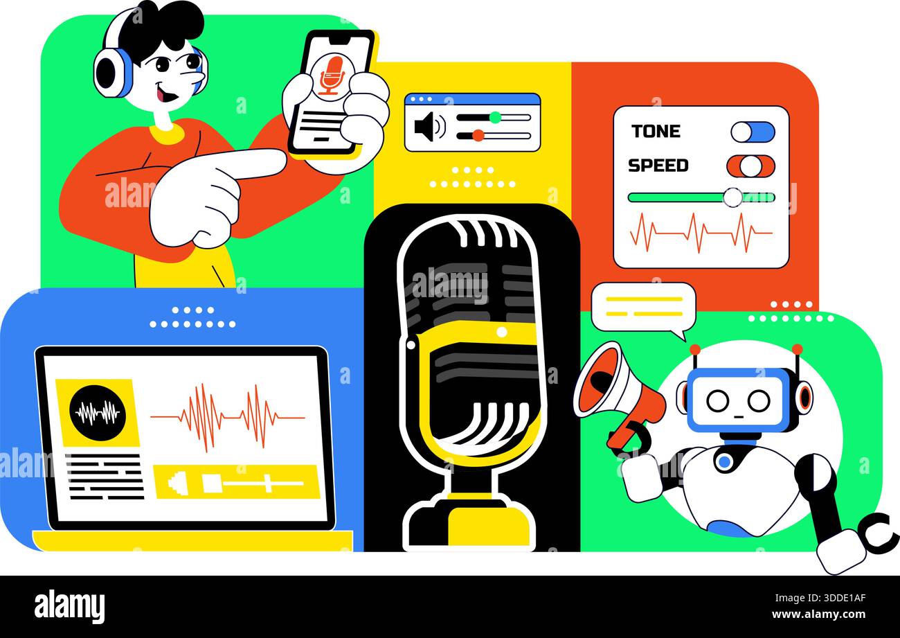 AI Voice Generator Tools Vector Illustration for Digital Audio ...