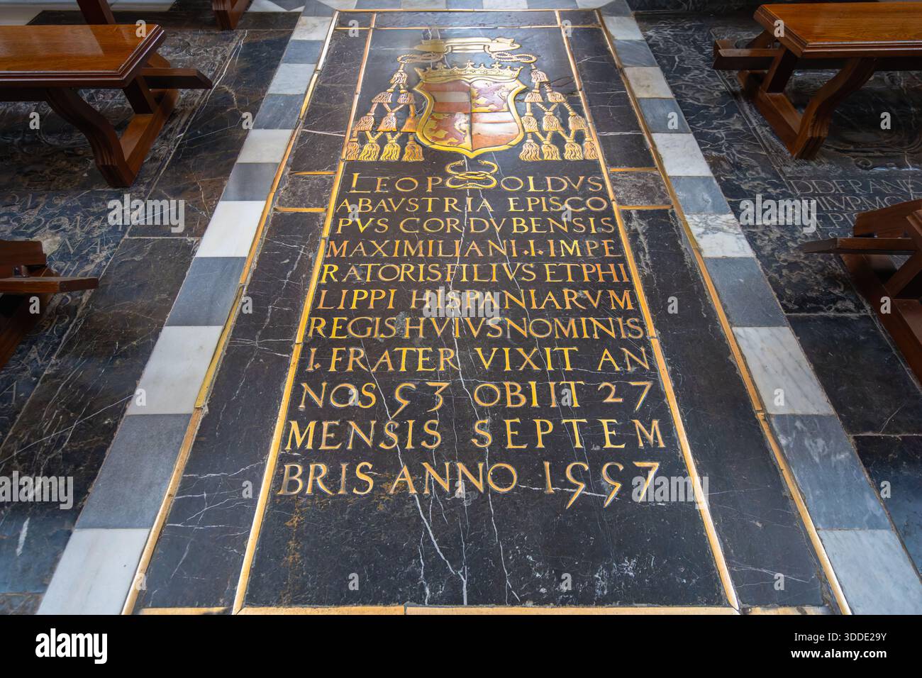 Cordoba, Spain - March 13, 2025: Ornate marble floor memorial featuring ...