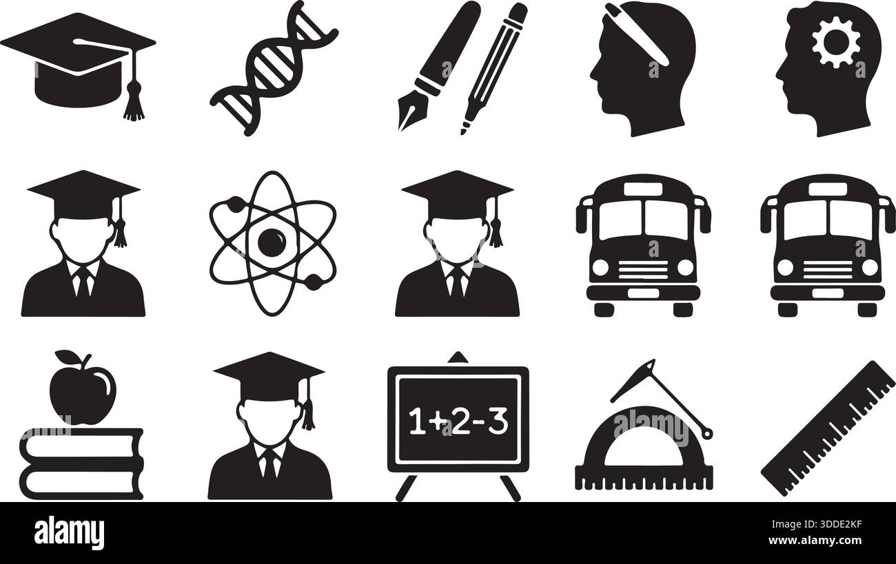 Atom symbol white icons Black and White Stock Photos & Images - Alamy