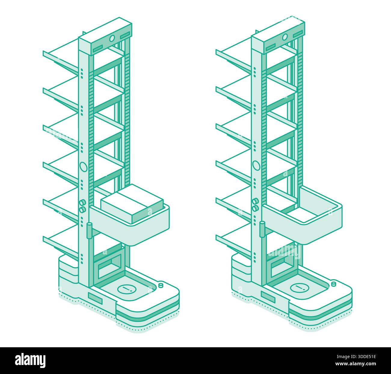 Isometric autonomous vertical warehouse robot ACR or CTU for storage ...