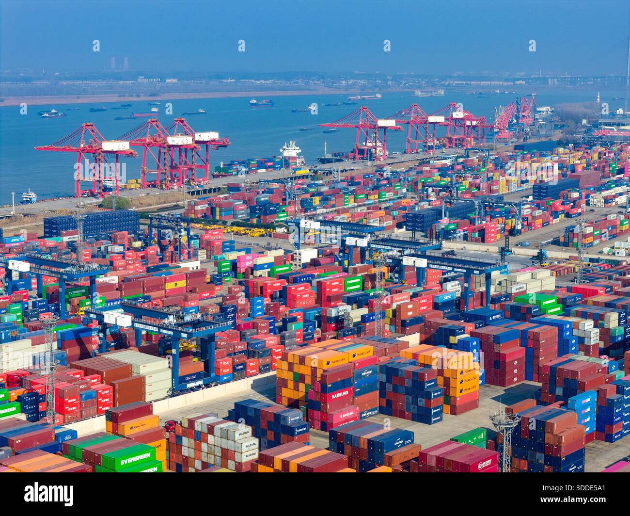 Aerial photo shows the Longtan Port in Nanjing City, east China's ...