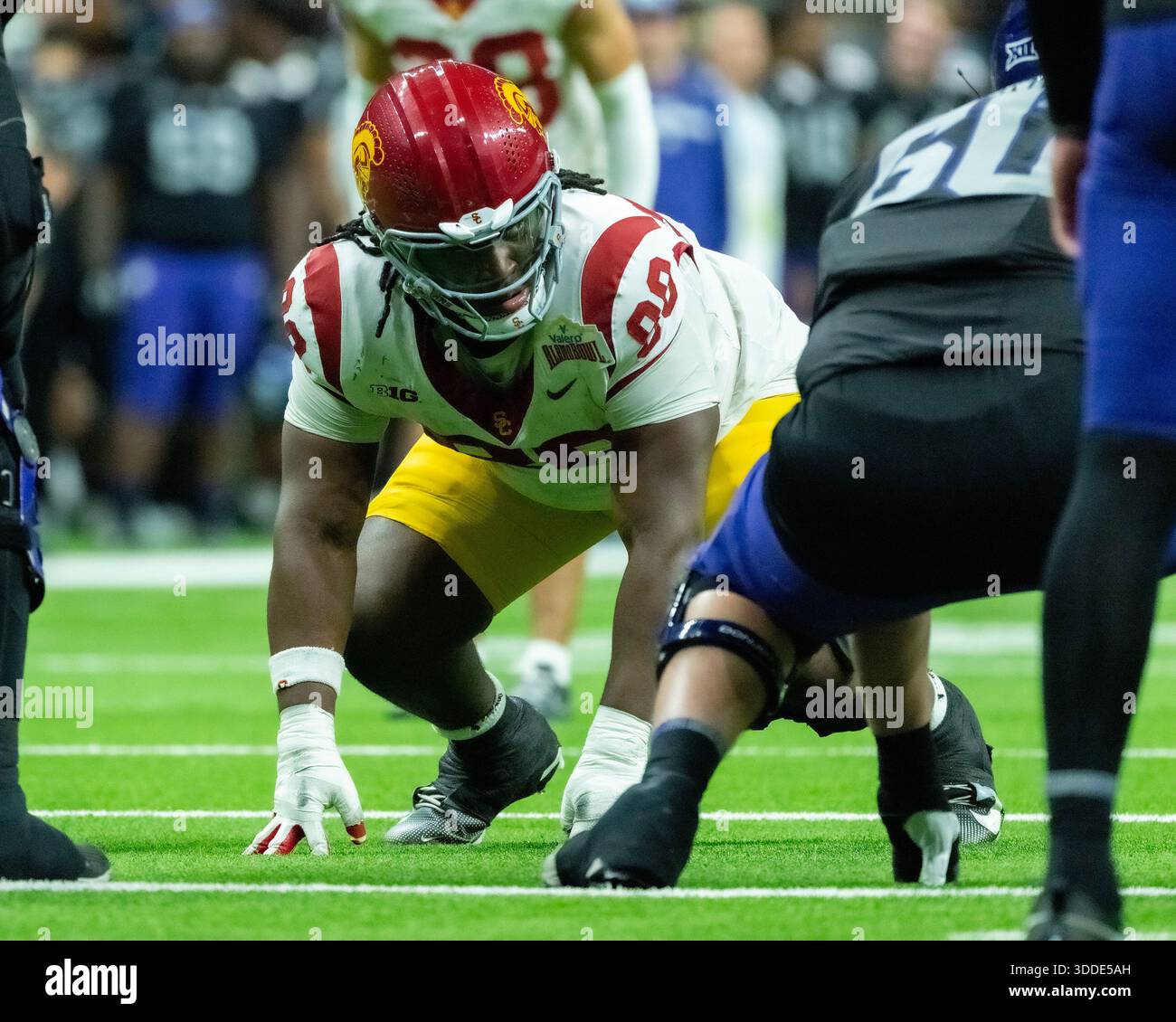 Dec 30, 2025. Cash Jacobsen (98) of the USC Trojans in action vs the ...