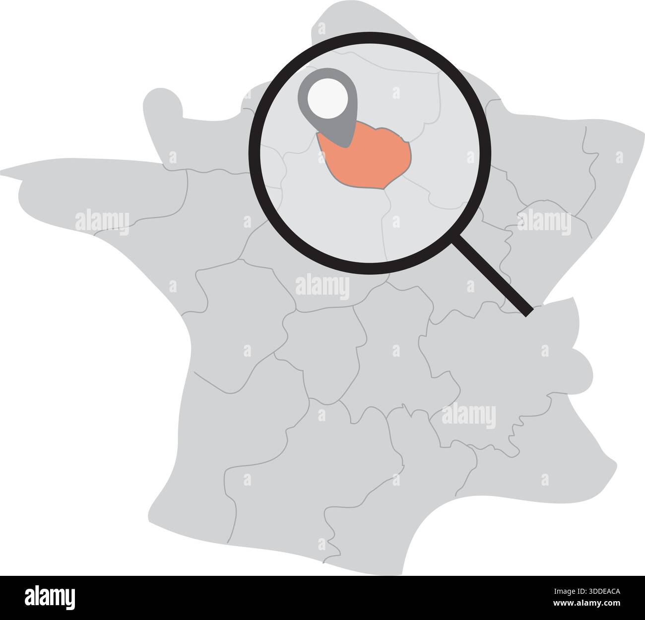 Map of France with a magnifying glass on a map of France Stock Vector ...