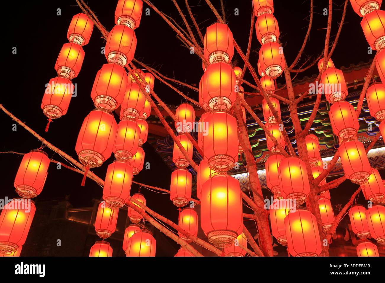 Visitors enjoy lantern displays at Lanzhou Old Street in Qilihe ...