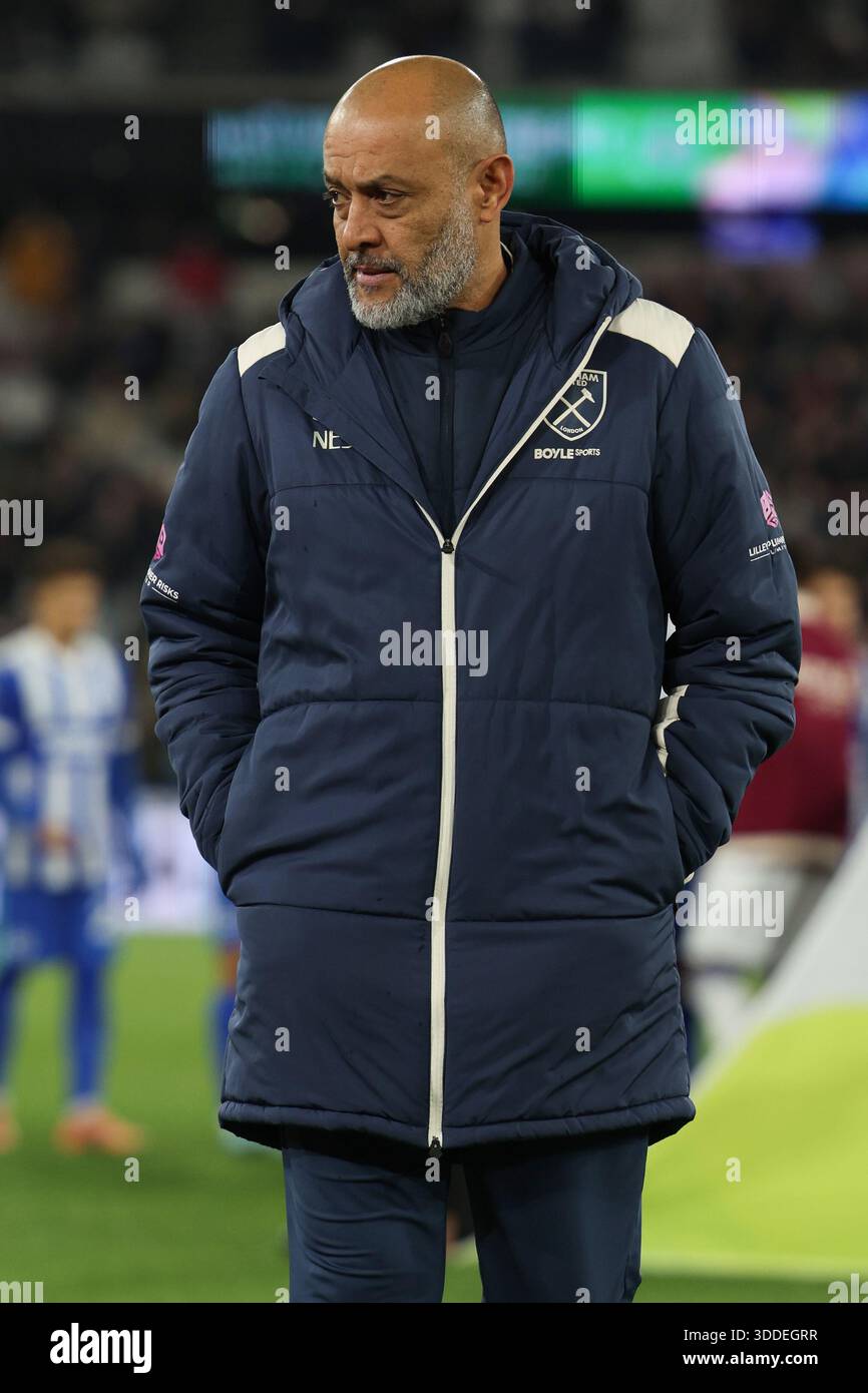 West Ham manager Nuno Espirito Santo looks on prior to kick off during ...
