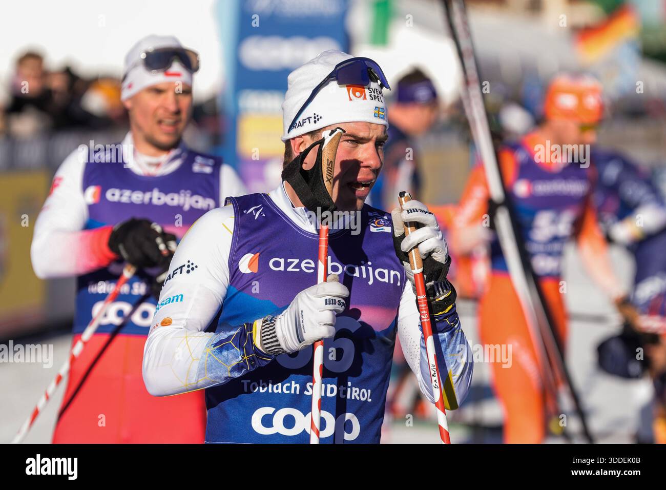 Toblach, Italy 20251231. Lars Heggen at the finish line after the 5 km ...