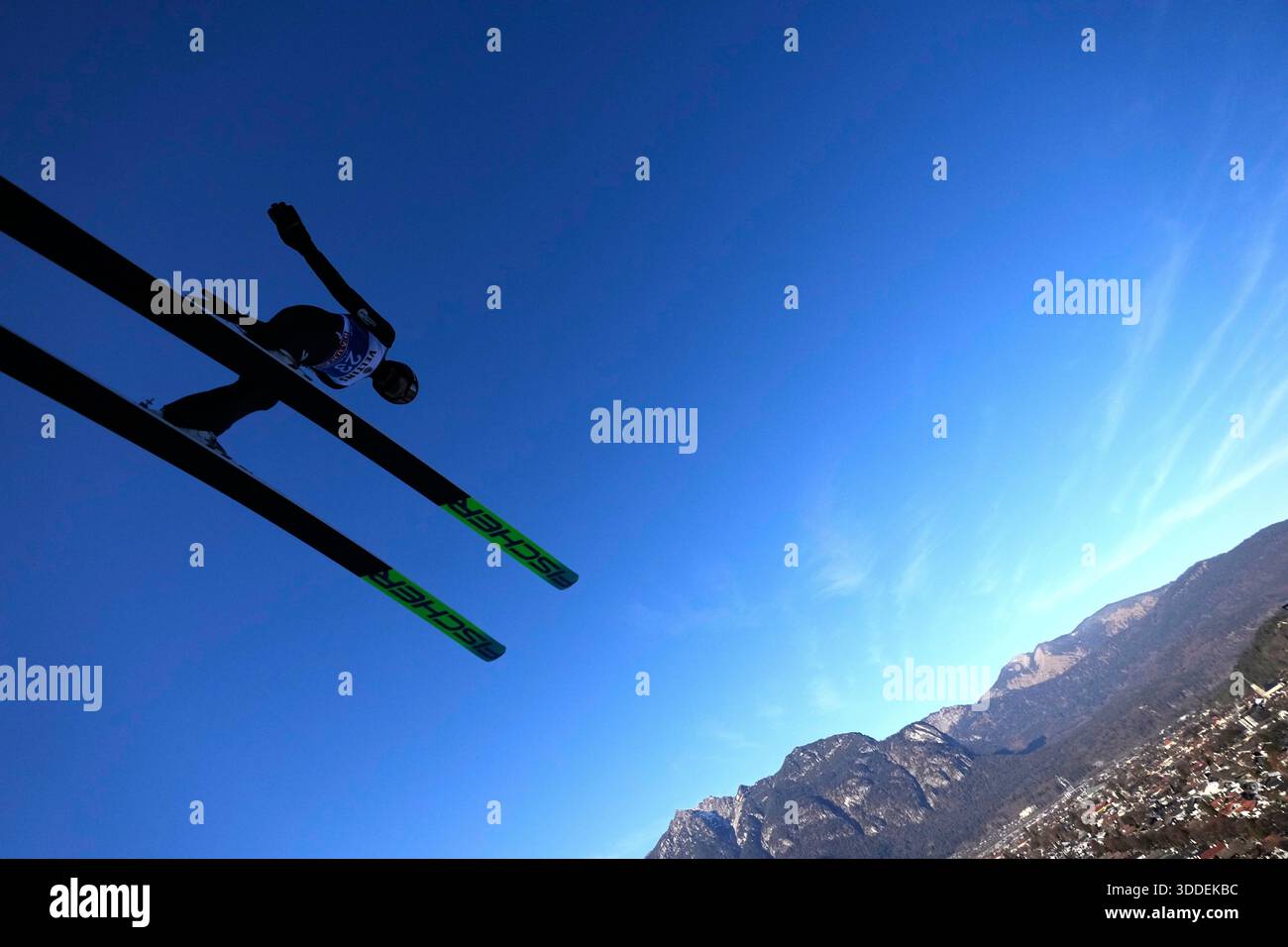 Andrew Urlaub, of the United States, soars through the air during his ...