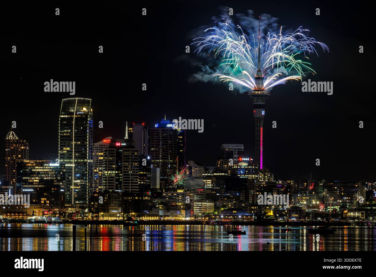 Auckland, New Zealand, 01 Jan, 2026. A firework display at midnight ...
