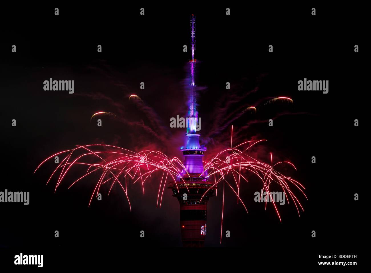 Auckland, New Zealand, 01 Jan, 2026. A firework display at midnight ...