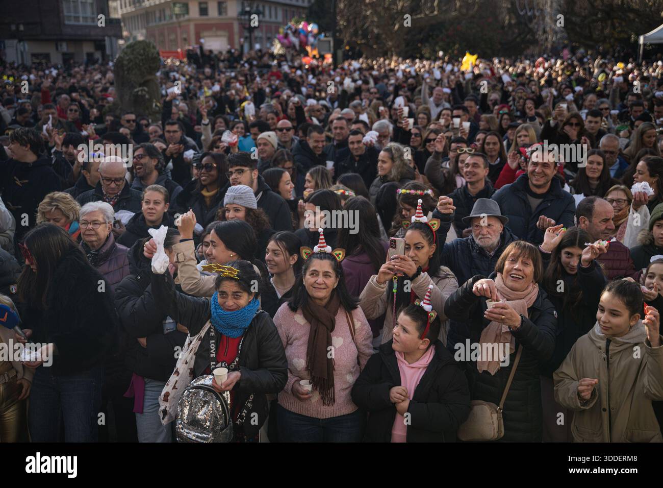 Dozens of people during the XXV anniversary of 'la toma das uvas' in ...