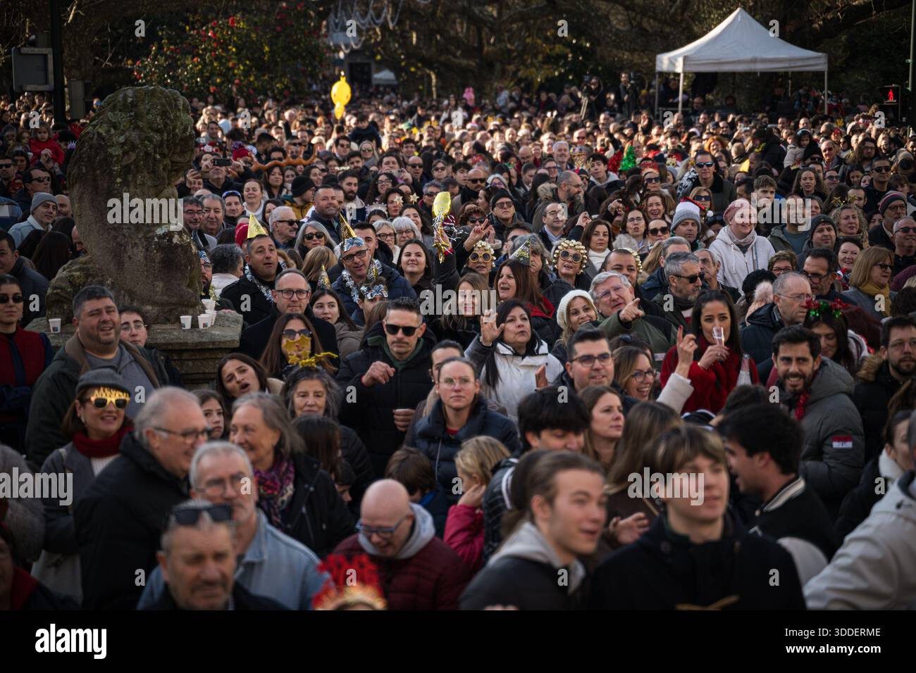 Dozens of people during the XXV anniversary of 'la toma das uvas' in ...