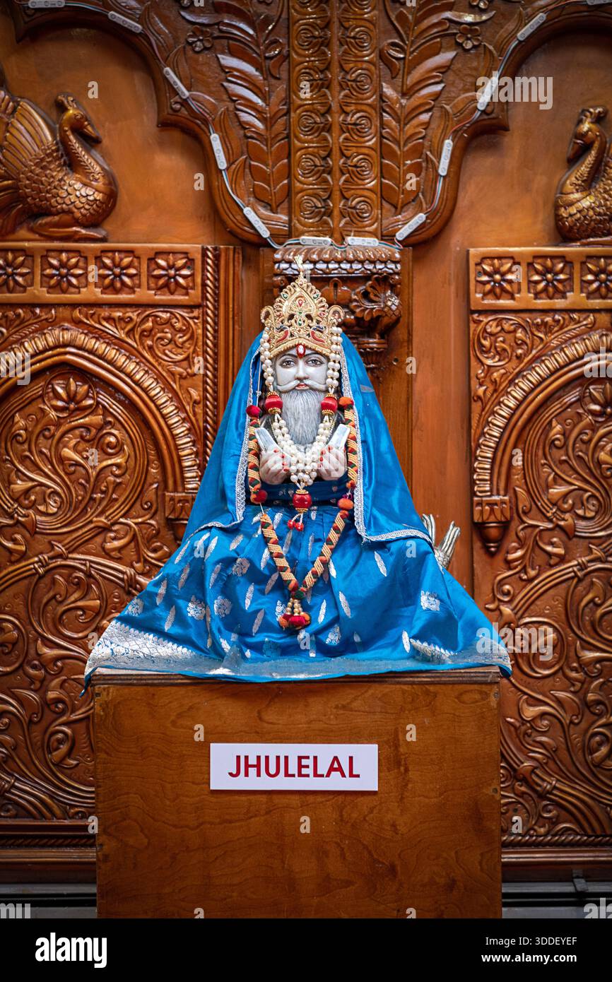 A statue of Hindu god Jhulelal, a revered god & incarnation of water ...