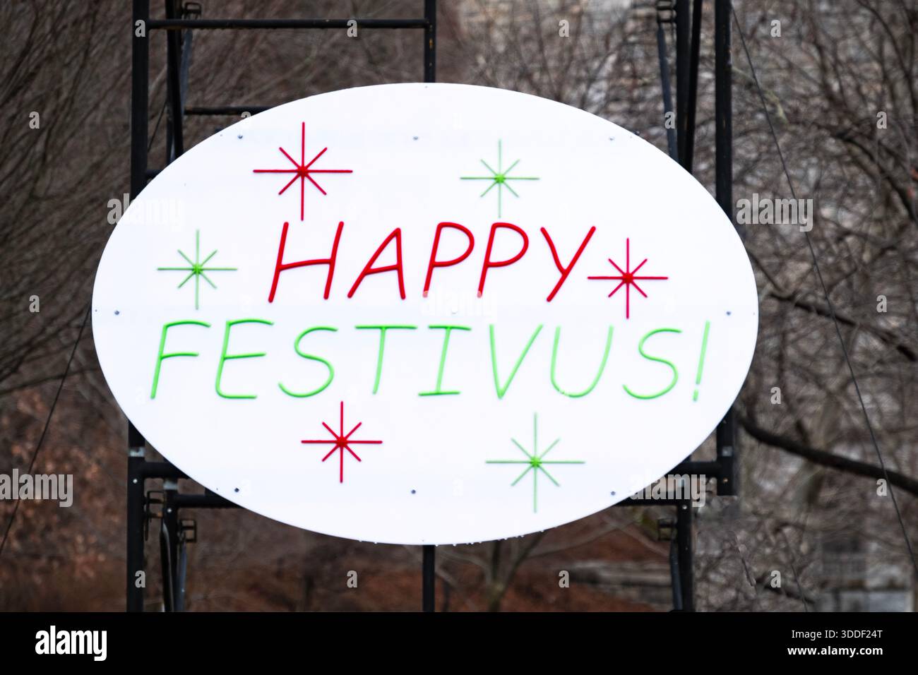 A Happy Festivus sign hanging in Kensico Dam Plaza in Valhalla ...