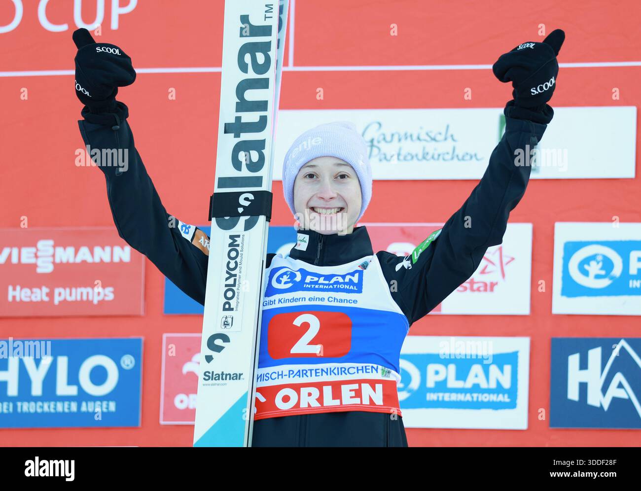 PREVC Nika of Slovenia poses for photos during an award ceremony for ...