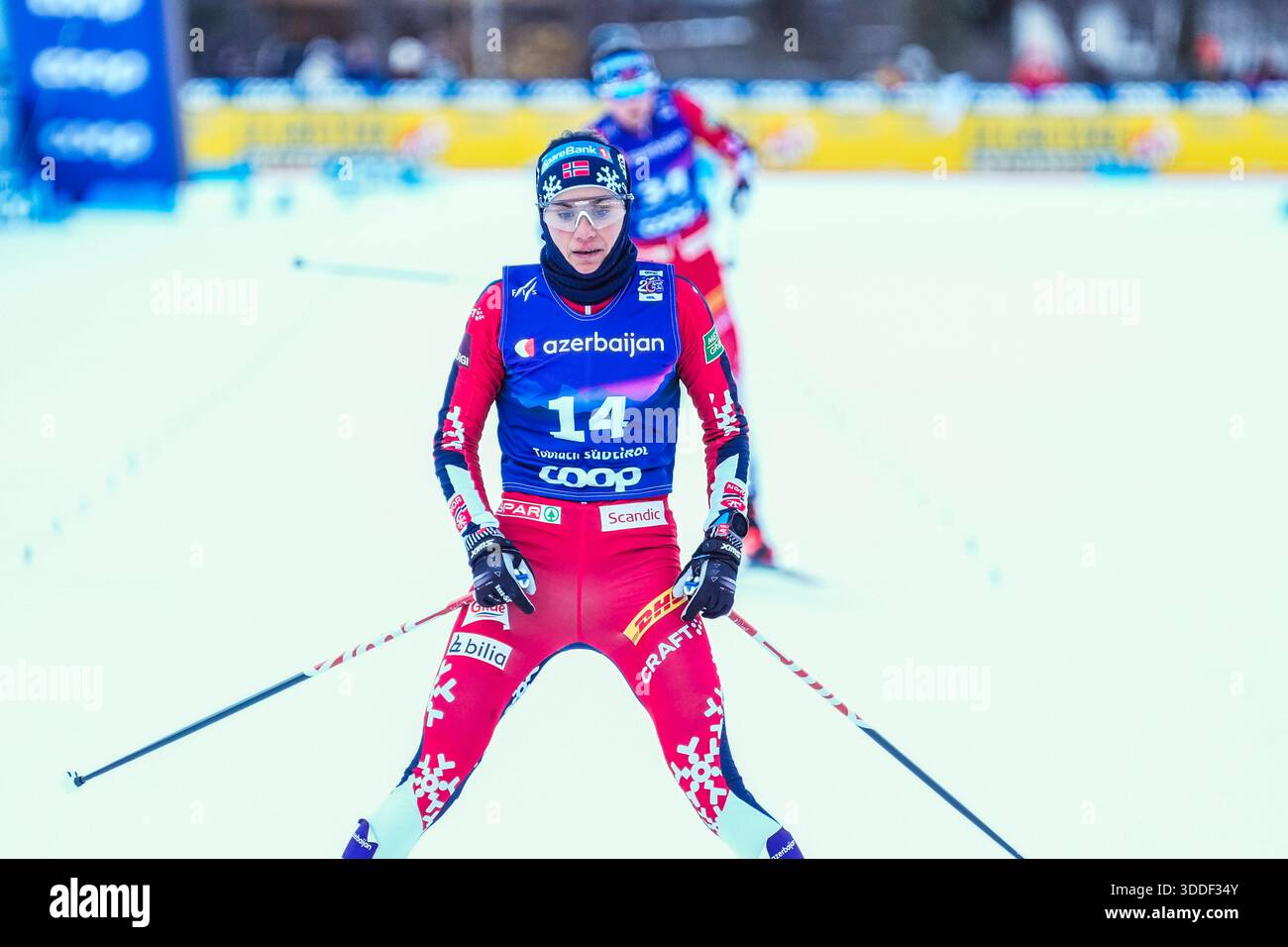 Toblach, Italy 20251231. Heidi Weng at the finish line after the 5 km ...