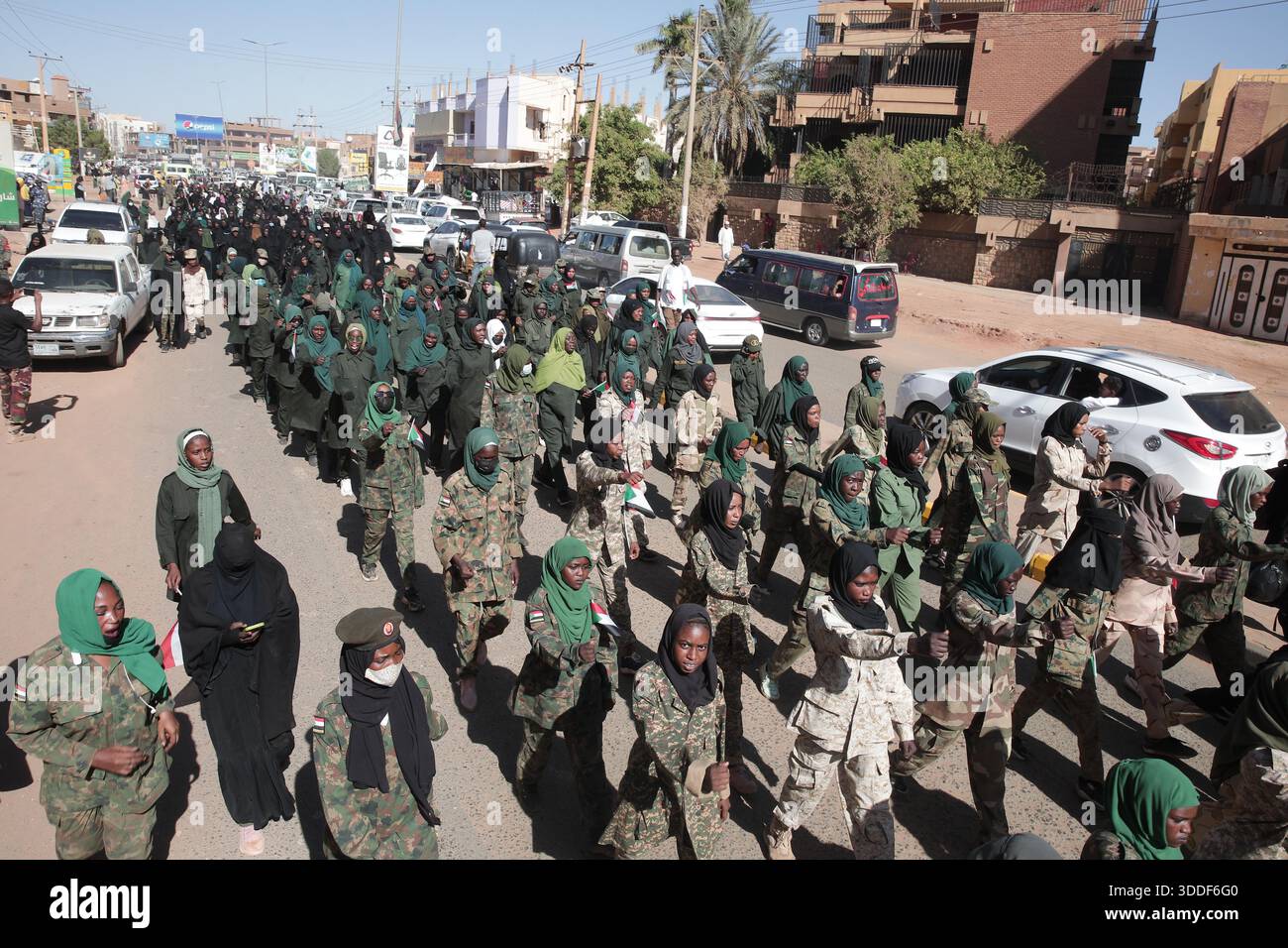 Sudanese army soldiers parade in the streets of Omdurman, a district of ...
