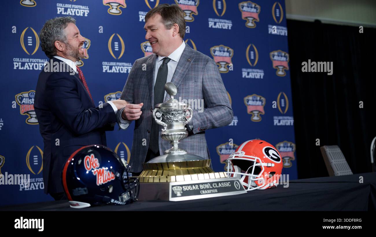 Mississippi head coach Pete Golding and Georgia head coach Kirby Smart ...