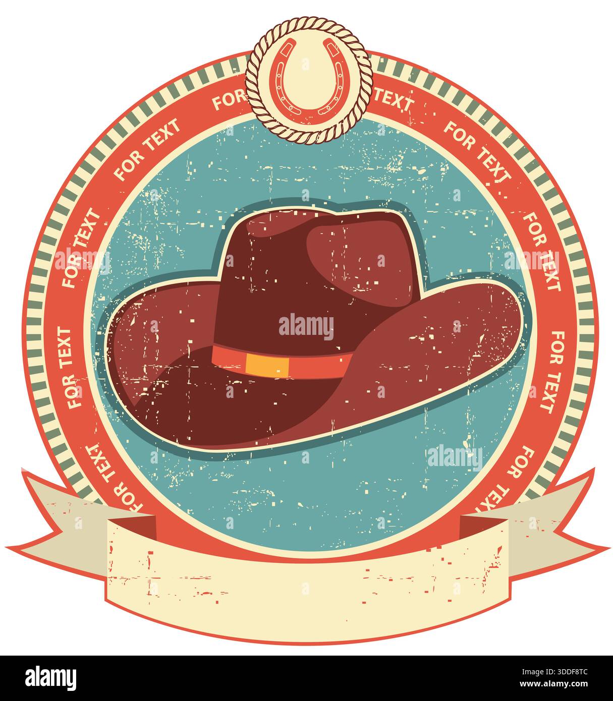 Cowboy hat label on old paper texture.Vintage style Stock Vector Image ...