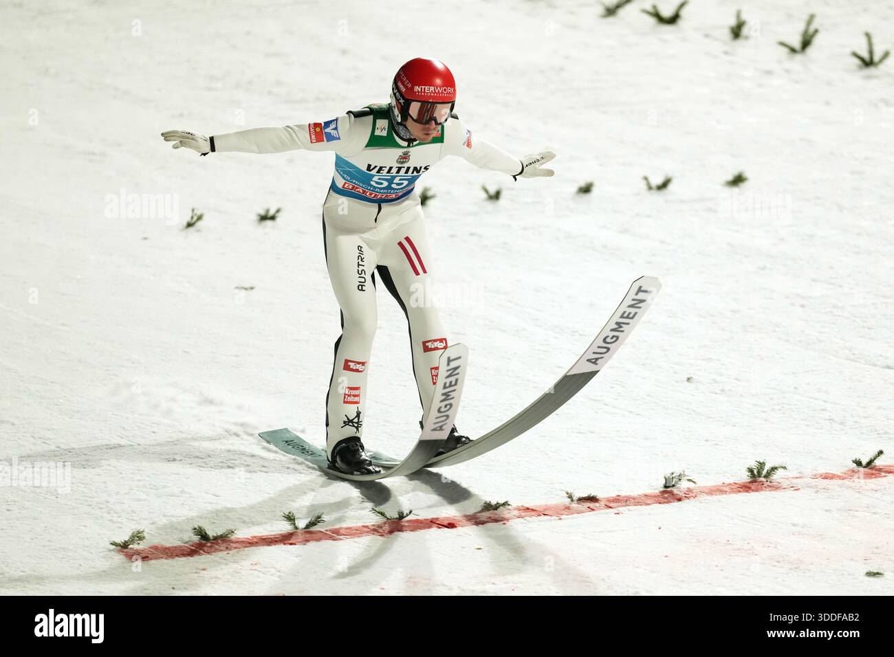 Manuel Fettner, of Austria, lands his qualification jump at the second ...