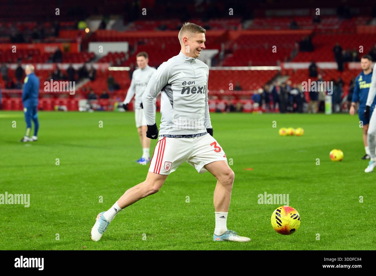 Oleksandr Zinchenko of Nottingham Forest warms up ahead of kick-off ...