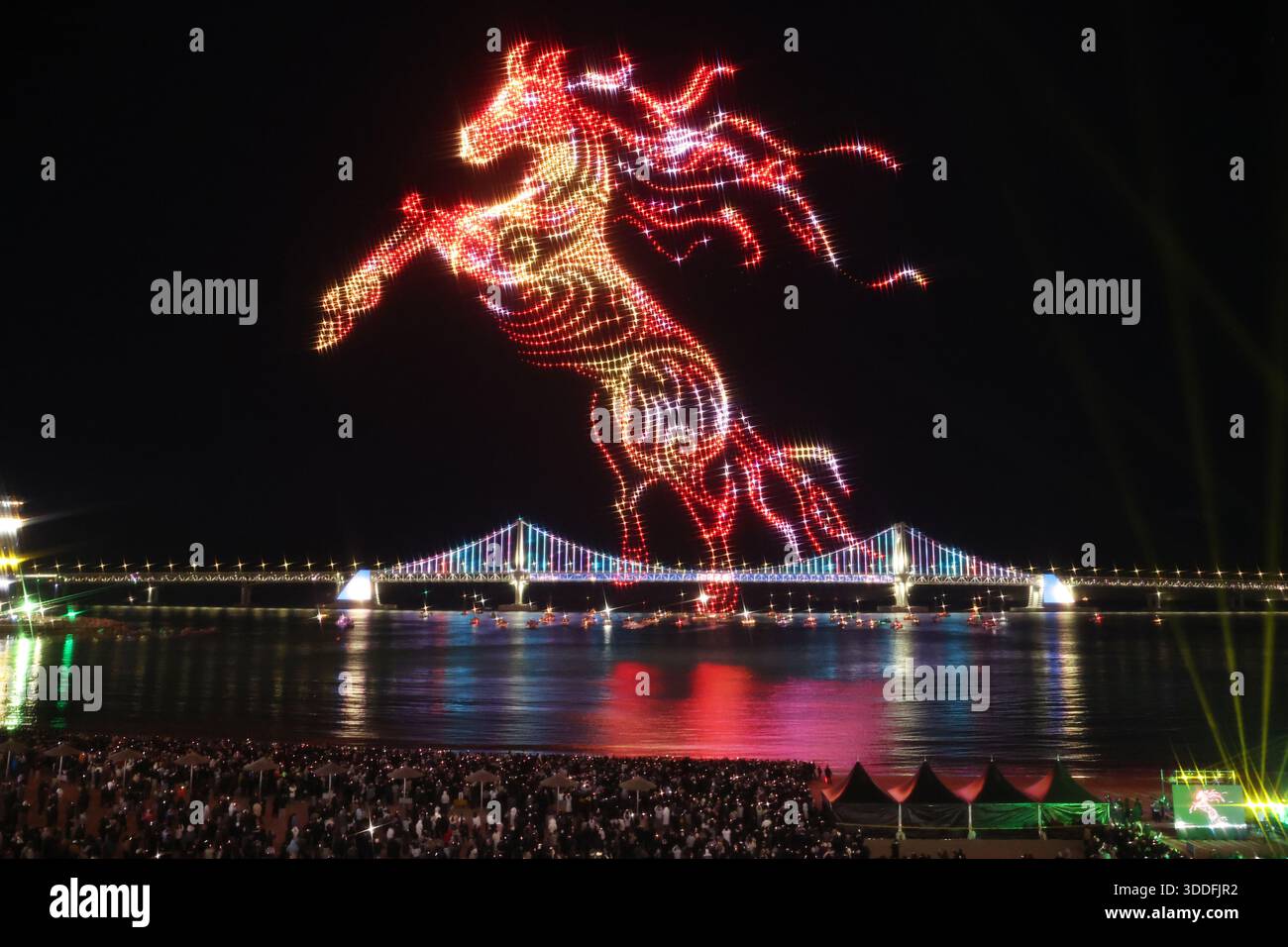 Drones light up the night sky to celebrate the New Year in Busan, South ...