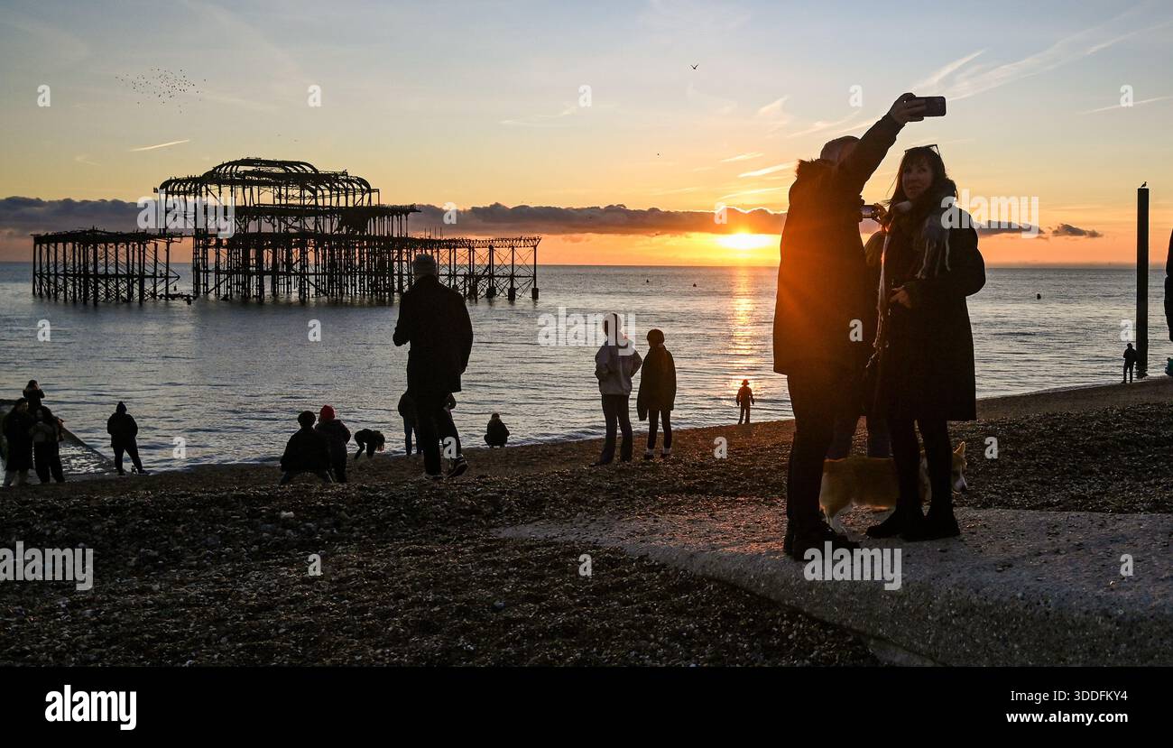 Brighton UK 31st December 2025 - The sun goes down on 2025 in Brighton ...