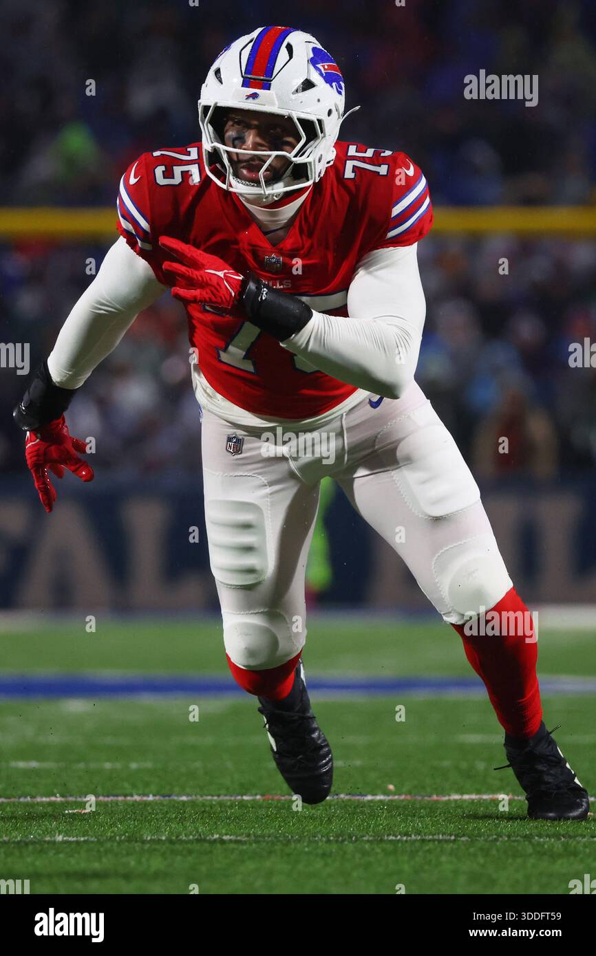 Buffalo Bills defensive end Andre Jones Jr. (75) rushes during the ...