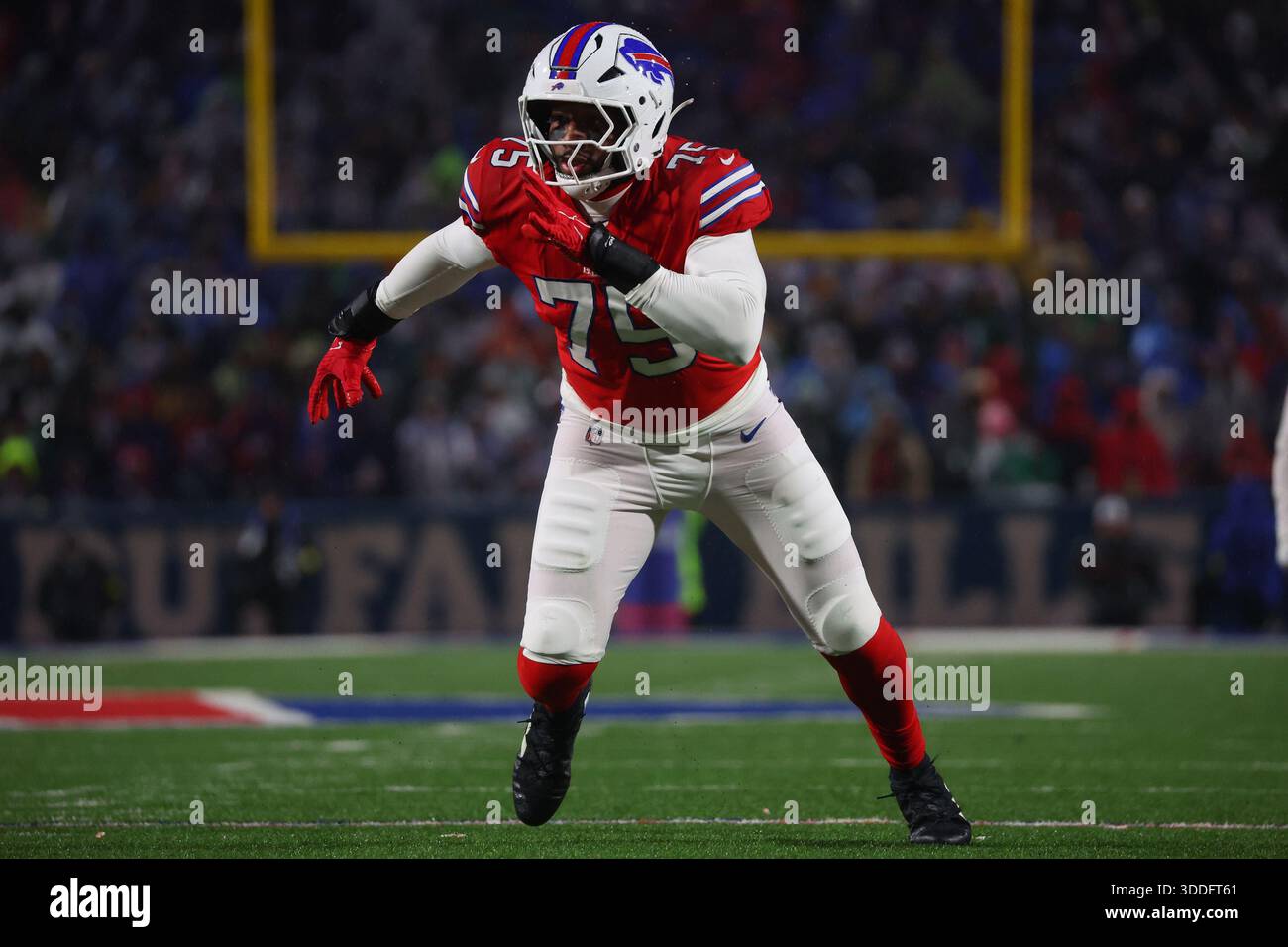 Buffalo Bills defensive end Andre Jones Jr. (75) rushes during the ...