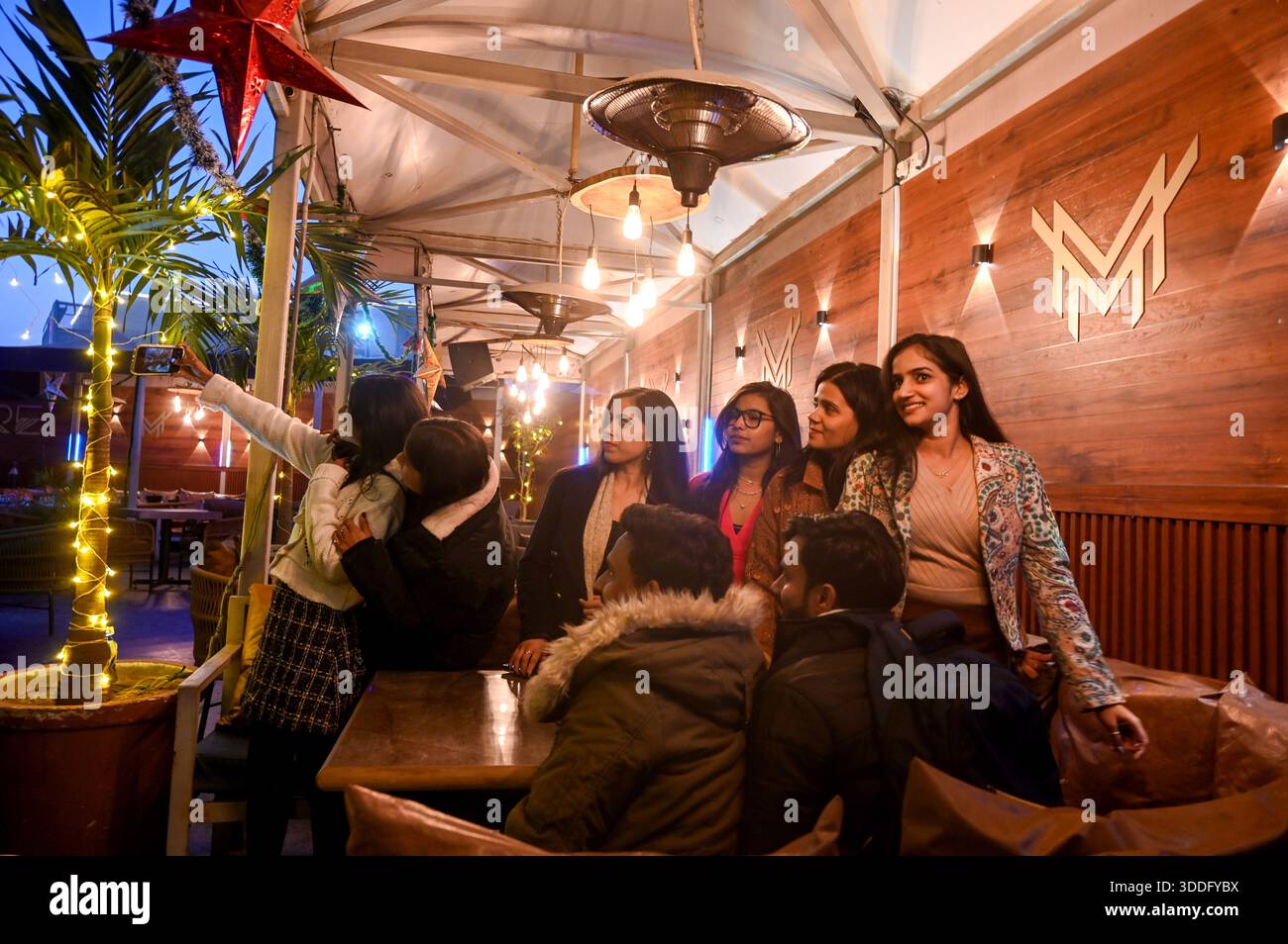 NOIDA, INDIA - DECEMBER 30: A view of the inside pub and bar at Gardens ...