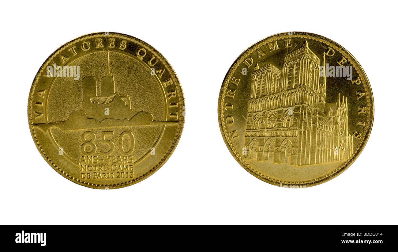 Souvenir coin "850 years of Notre Dame Stock Photo - Alamy