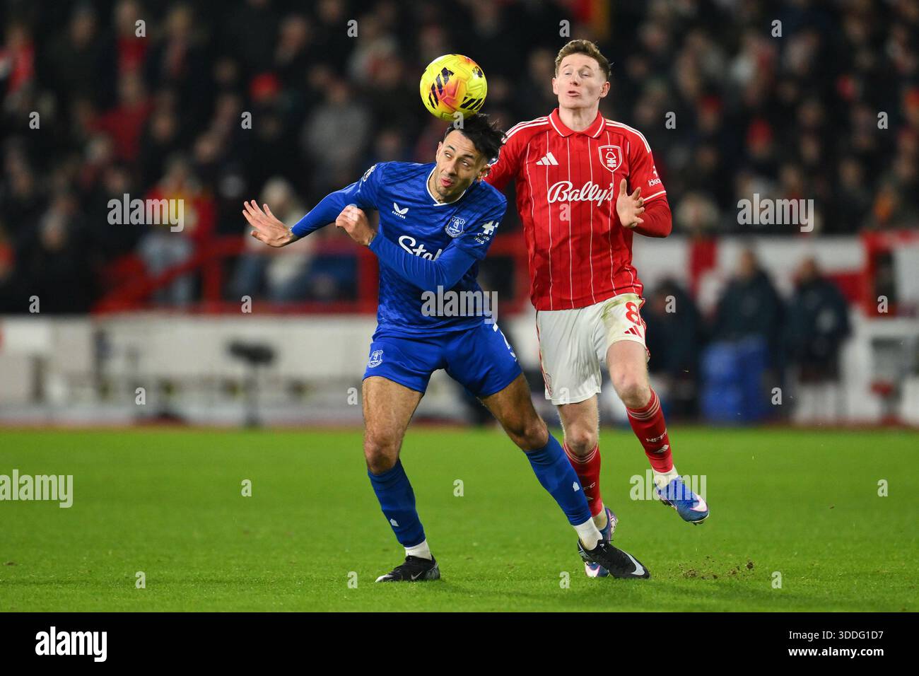Dwight McNeil of Everton heads the ball during the Premier League match ...