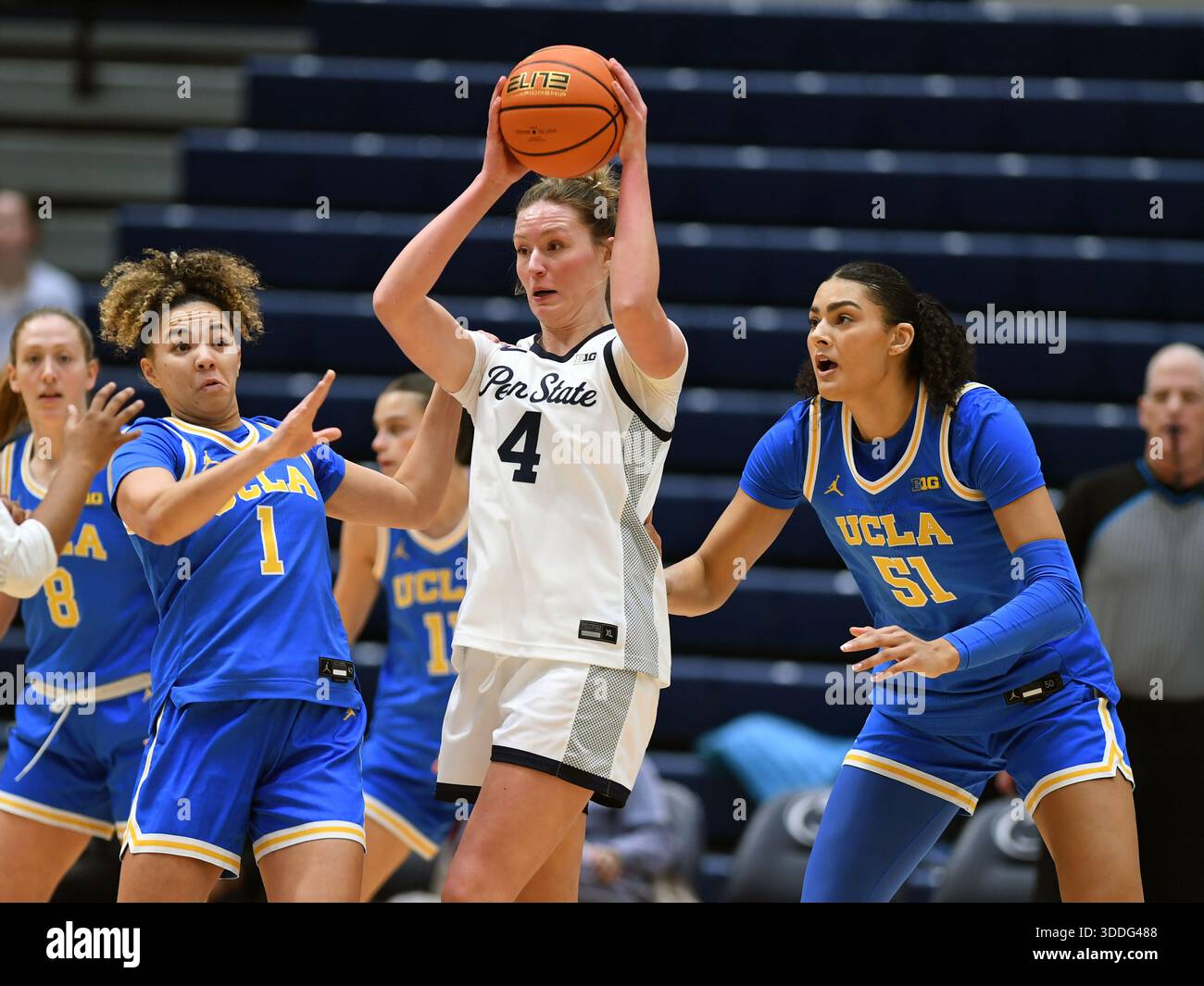 Penn State's Maggie Mendelson (4) is defended by UCLA's Kiki Rice (1 ...