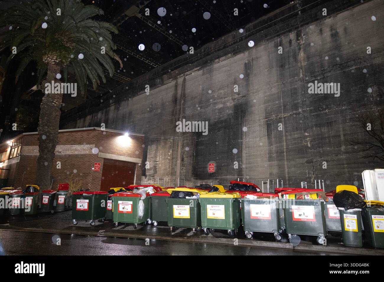 Rubbish bins are packed to the brim in Hickson Rd, The Rocks following ...