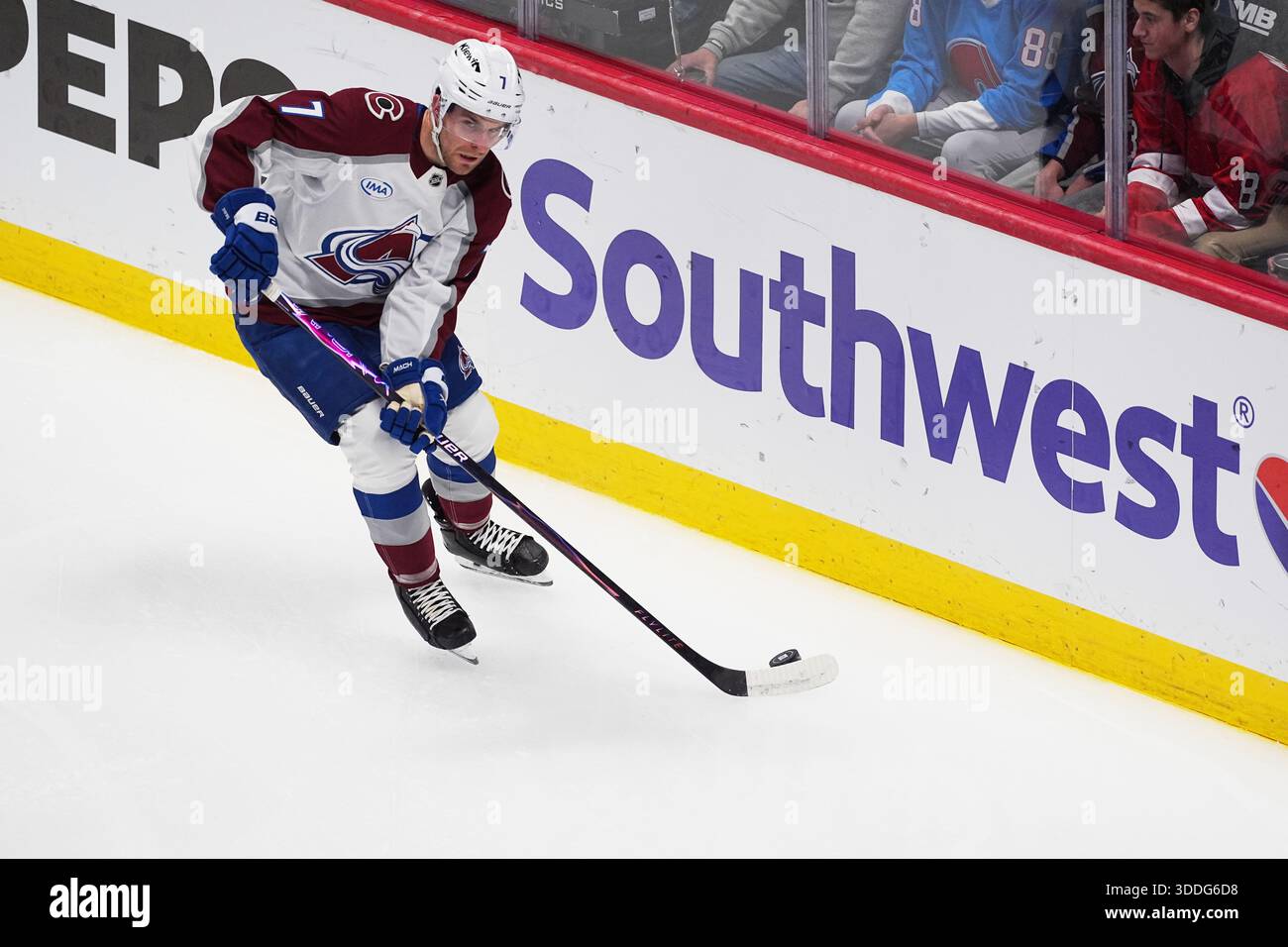 Colorado Avalanche defenseman Devon Toews (7) in the first period of an ...