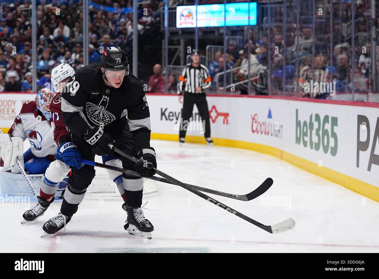 Los Angeles Kings center Samuel Helenius (79) and Colorado Avalanche ...