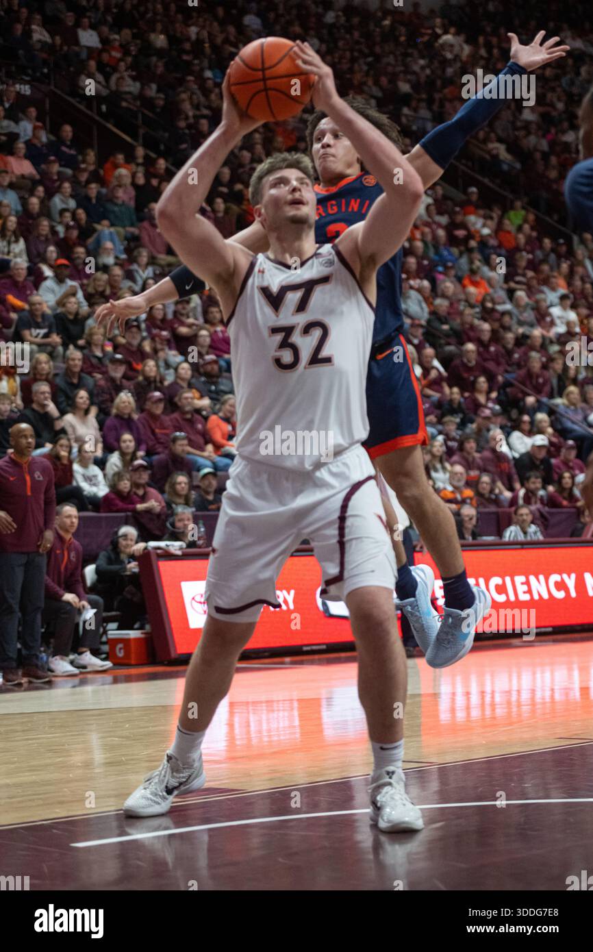 Virginia Tech center Christian Gurdak (32) scores two during the second ...
