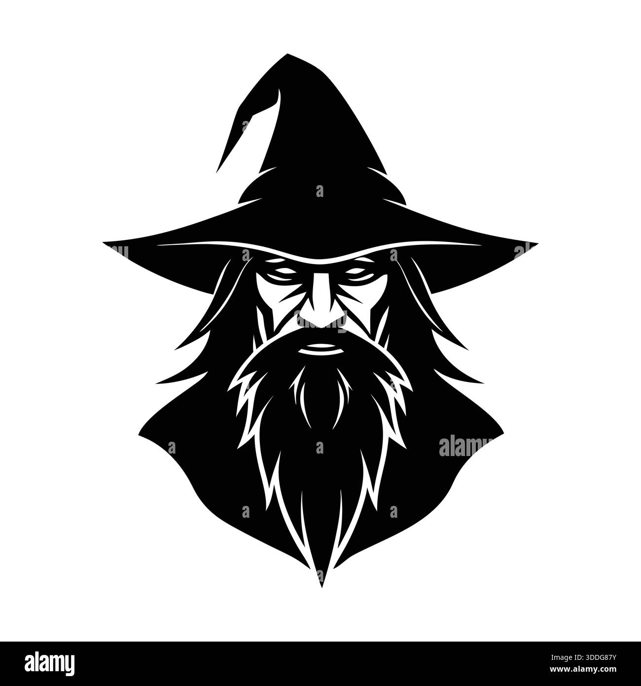 Wizard head mascot logo Black and White Stock Photos & Images - Alamy