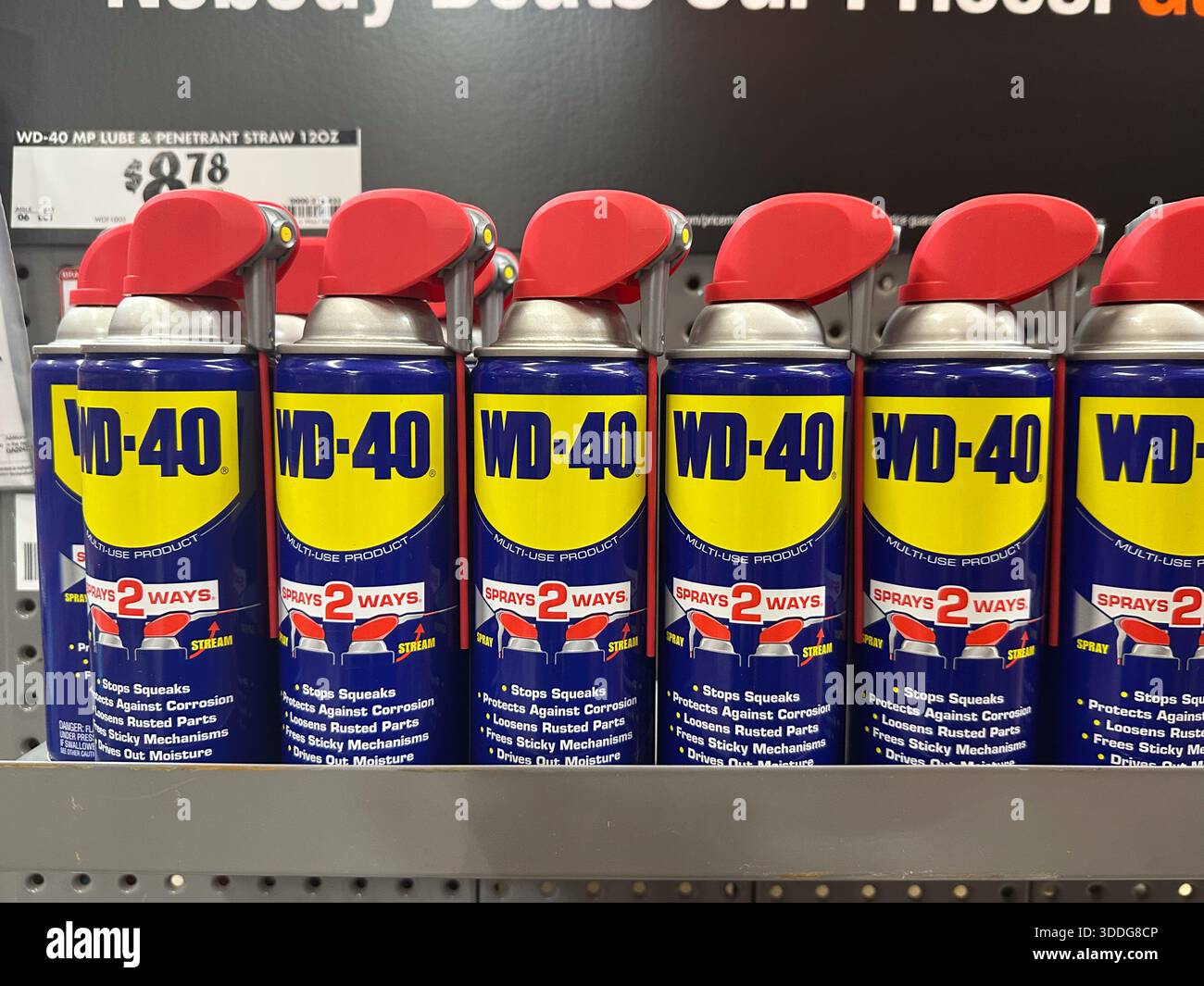 WD-40 on display at a hardware store, on Dec. 31, 2025 in North Miami ...