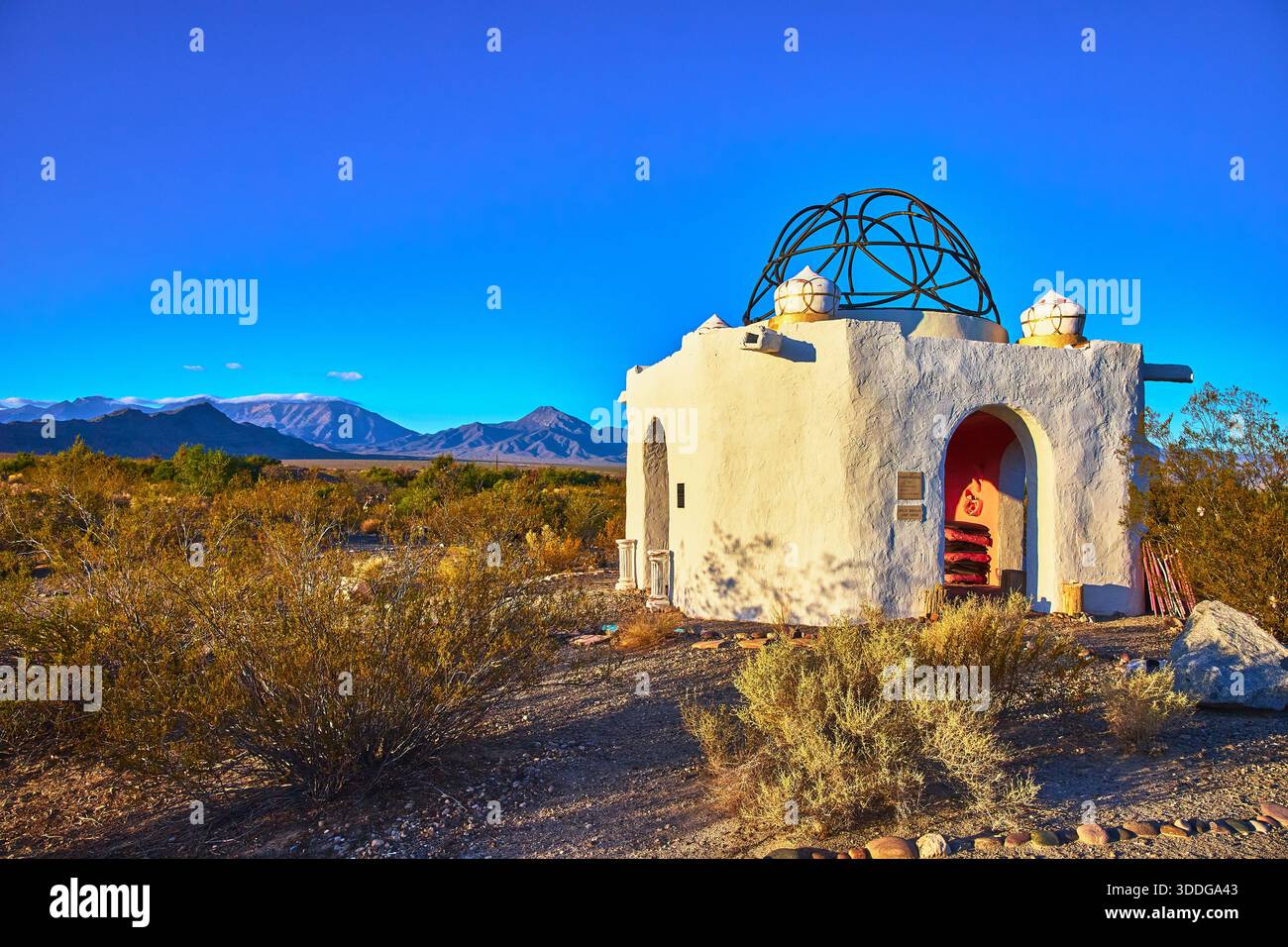 Temple of the Goddess of Spirituality in Nevada Desert at Golden Hour ...