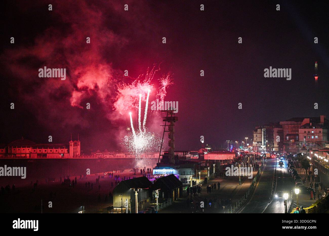 Brighton UK 1st January 2026 - Fireworks are set off above Brighton ...
