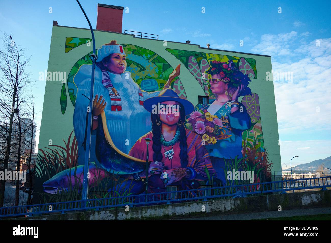 A First Nations mural along Main Street in Vancouver, BC Stock Photo ...