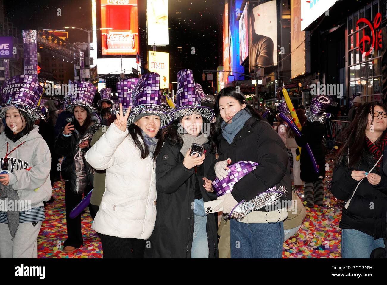 Revelers celebrate in Times Square during New Years celebrations in New ...