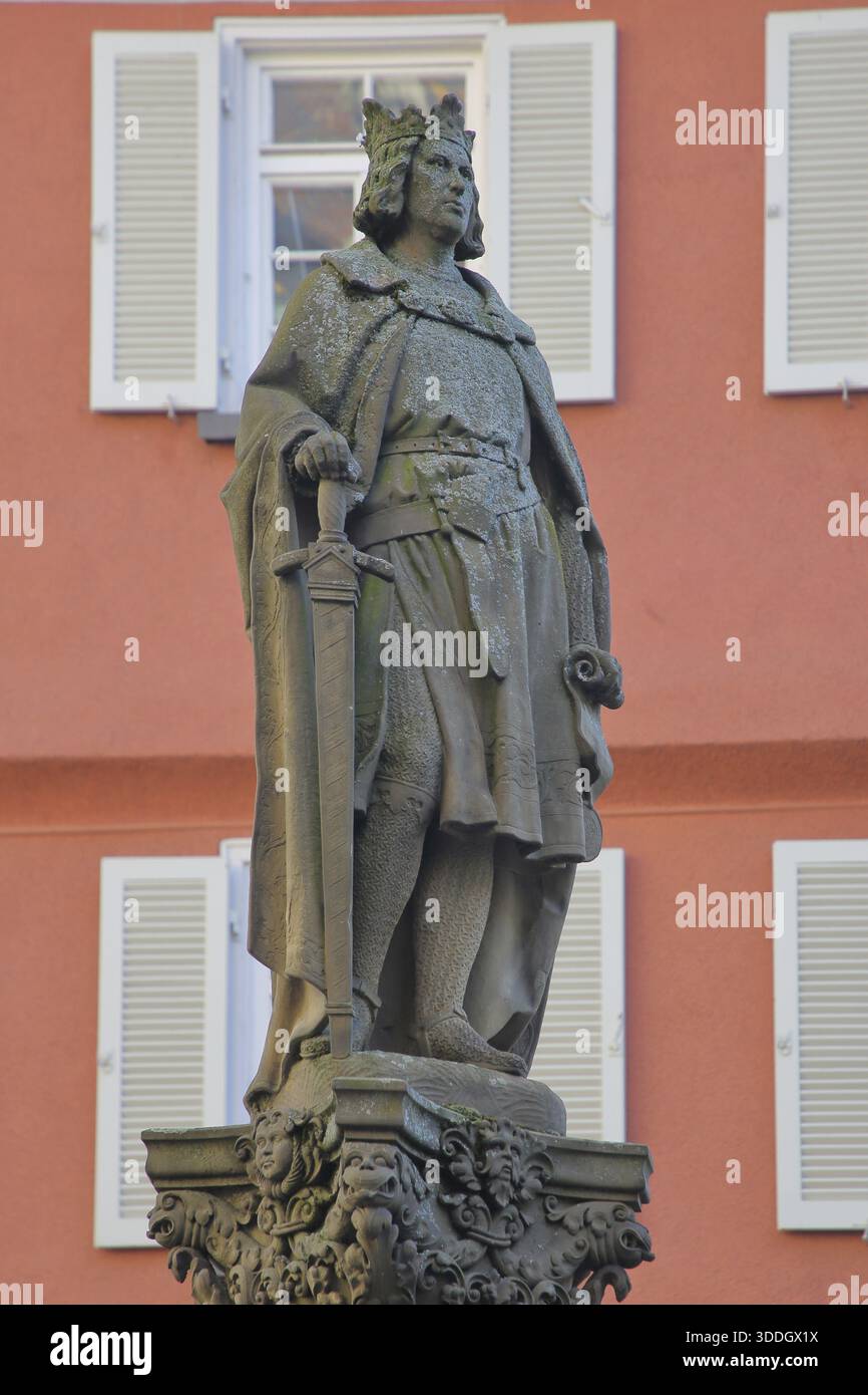 Stone sculpture of the Staufer Emperor Frederick II fountain built in ...