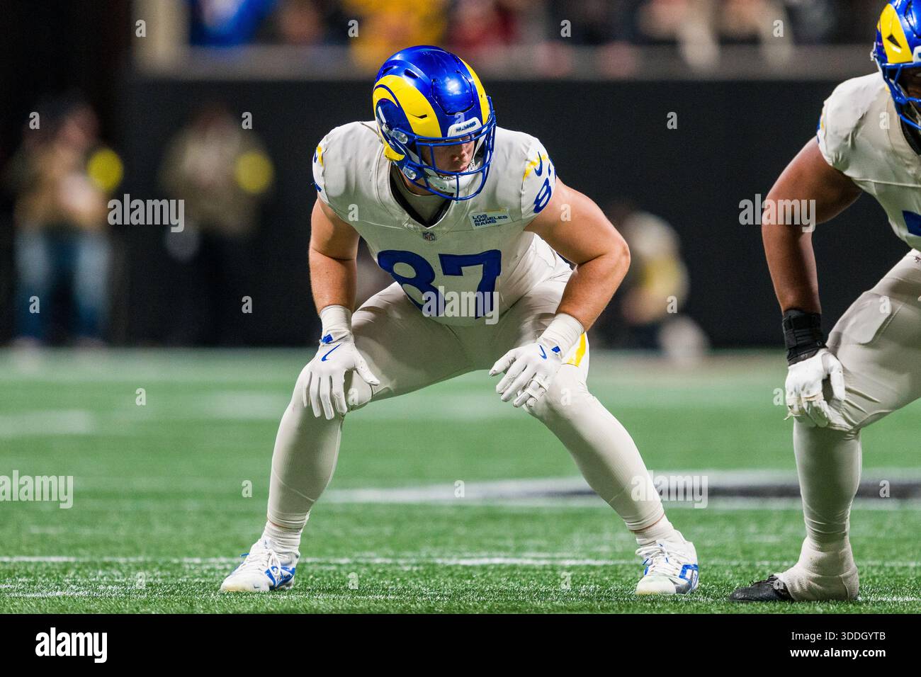 Los Angeles Rams tight end Davis Allen (87) lines up during the second ...