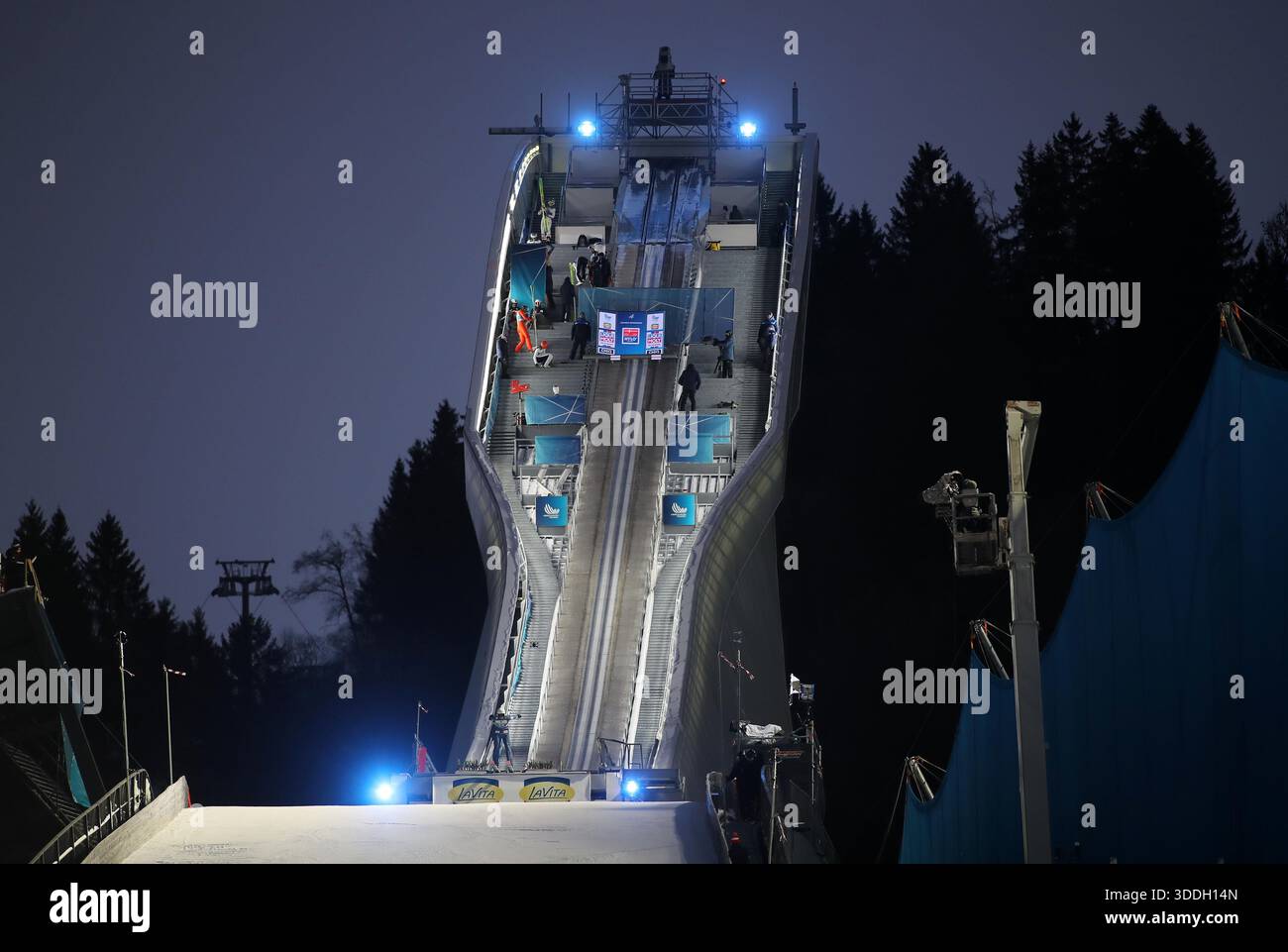 Here is the large olympic hill under floodlights hi-res stock ...