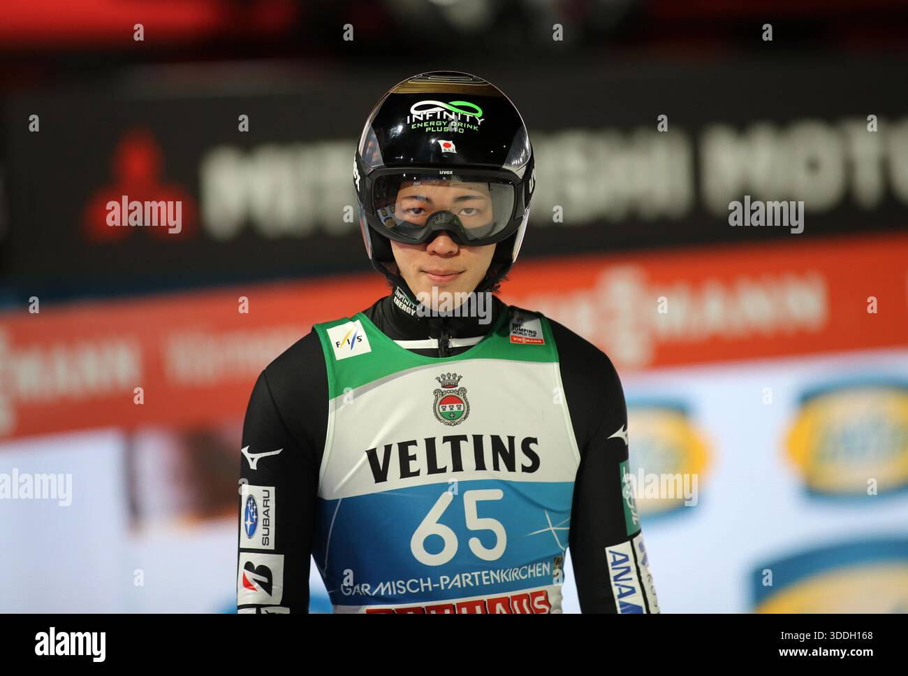 Nikaido ren jpn standing with ski in the runoff hi-res stock ...