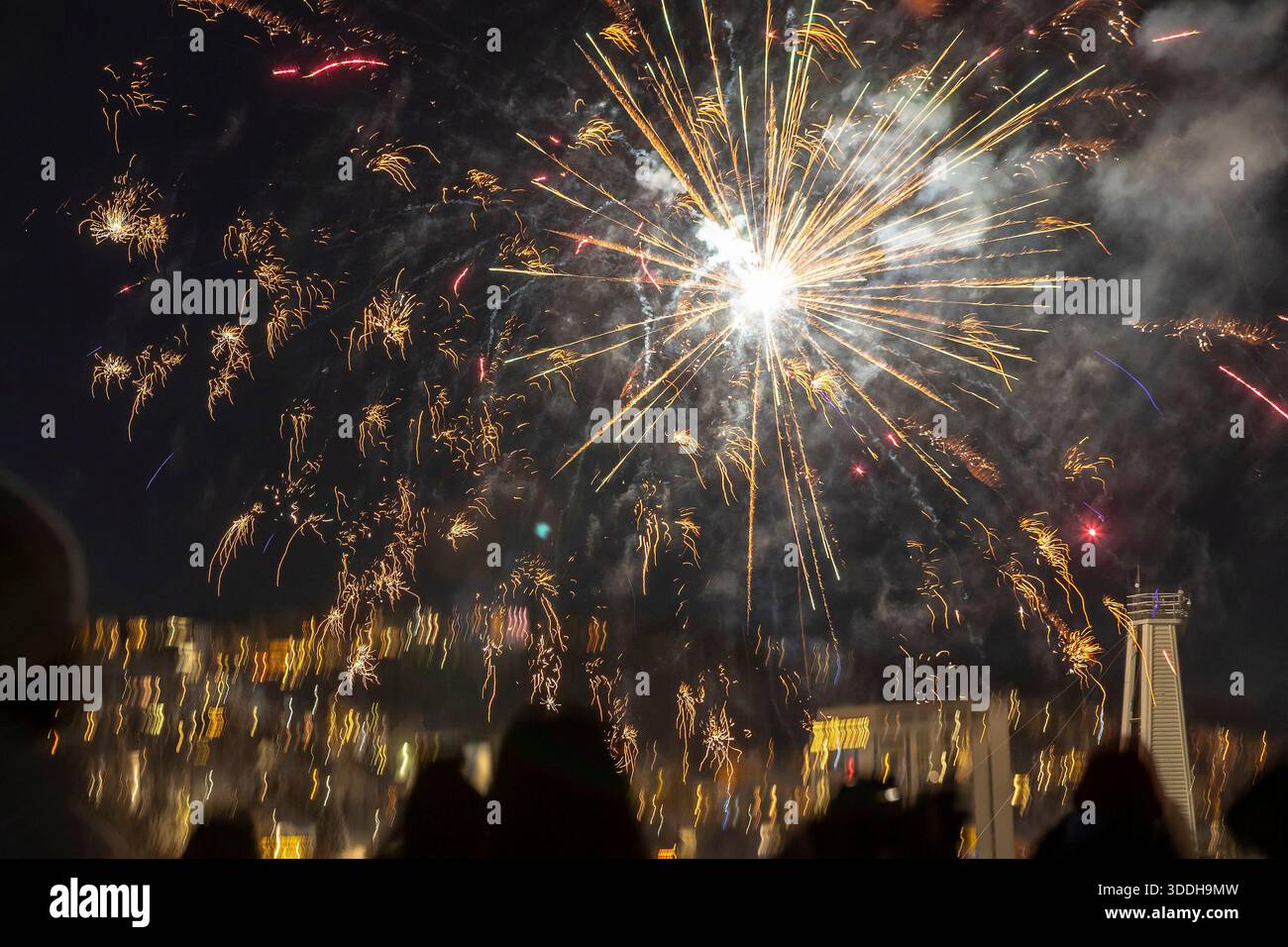 Tromso, Norway, 1st January 2006. New Year Celebrations fireworks over ...