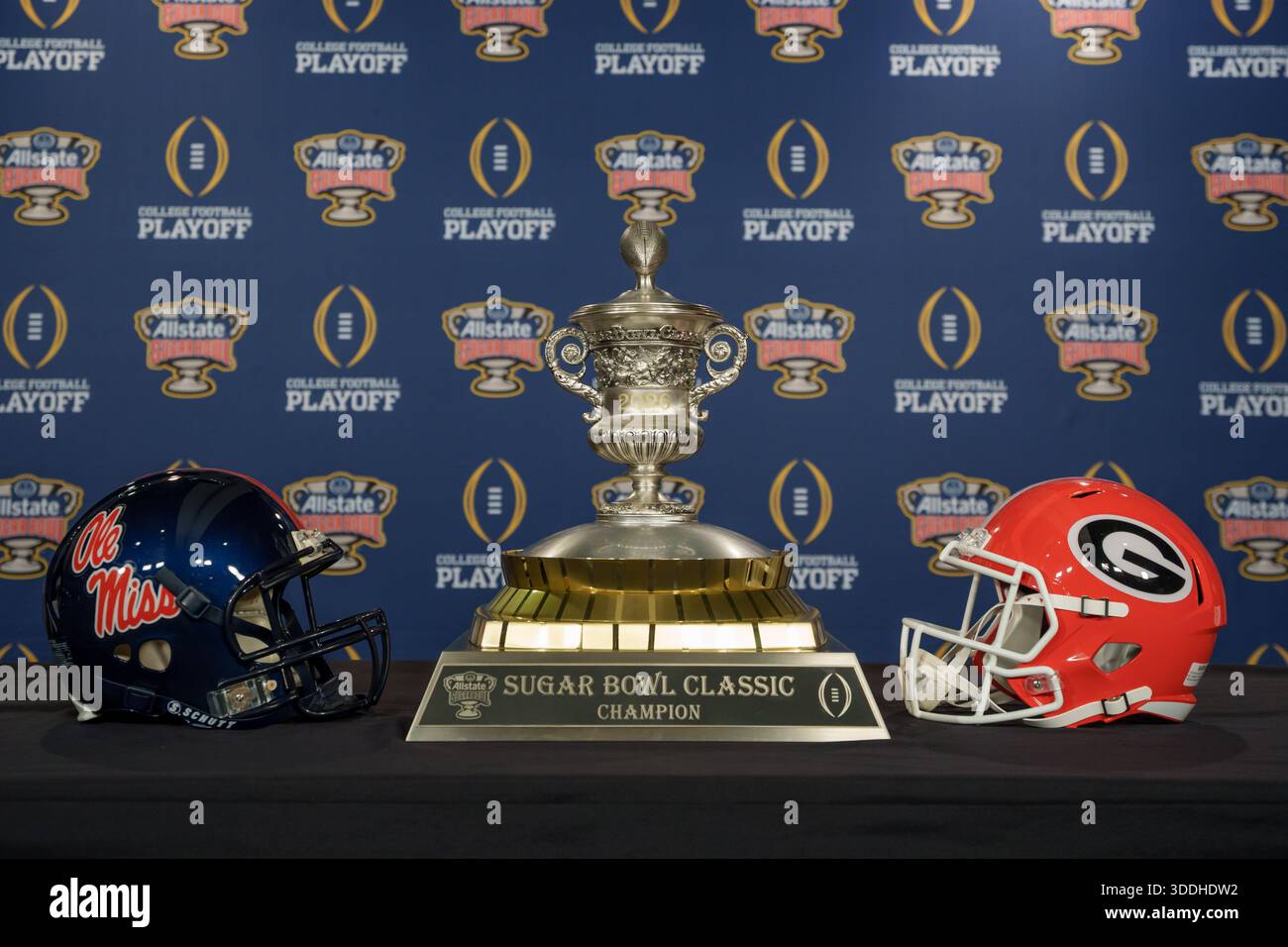 The 2026 Sugar Bowl Trophy is seen in New Orleans, Wednesday, Dec. 31 ...