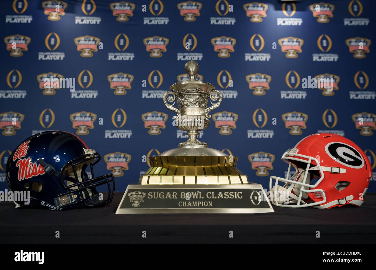 The 2026 Sugar Bowl Trophy is seen in New Orleans, Wednesday, Dec. 31 ...